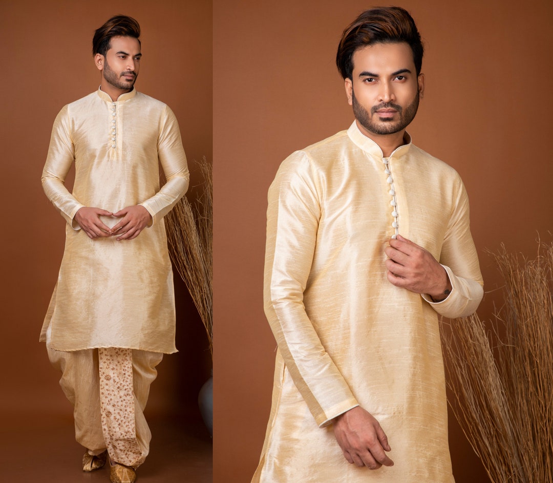 Bengali Kurta Panjabi For Men Kurta Dhoti Groomsmen Kurta Men Etsy