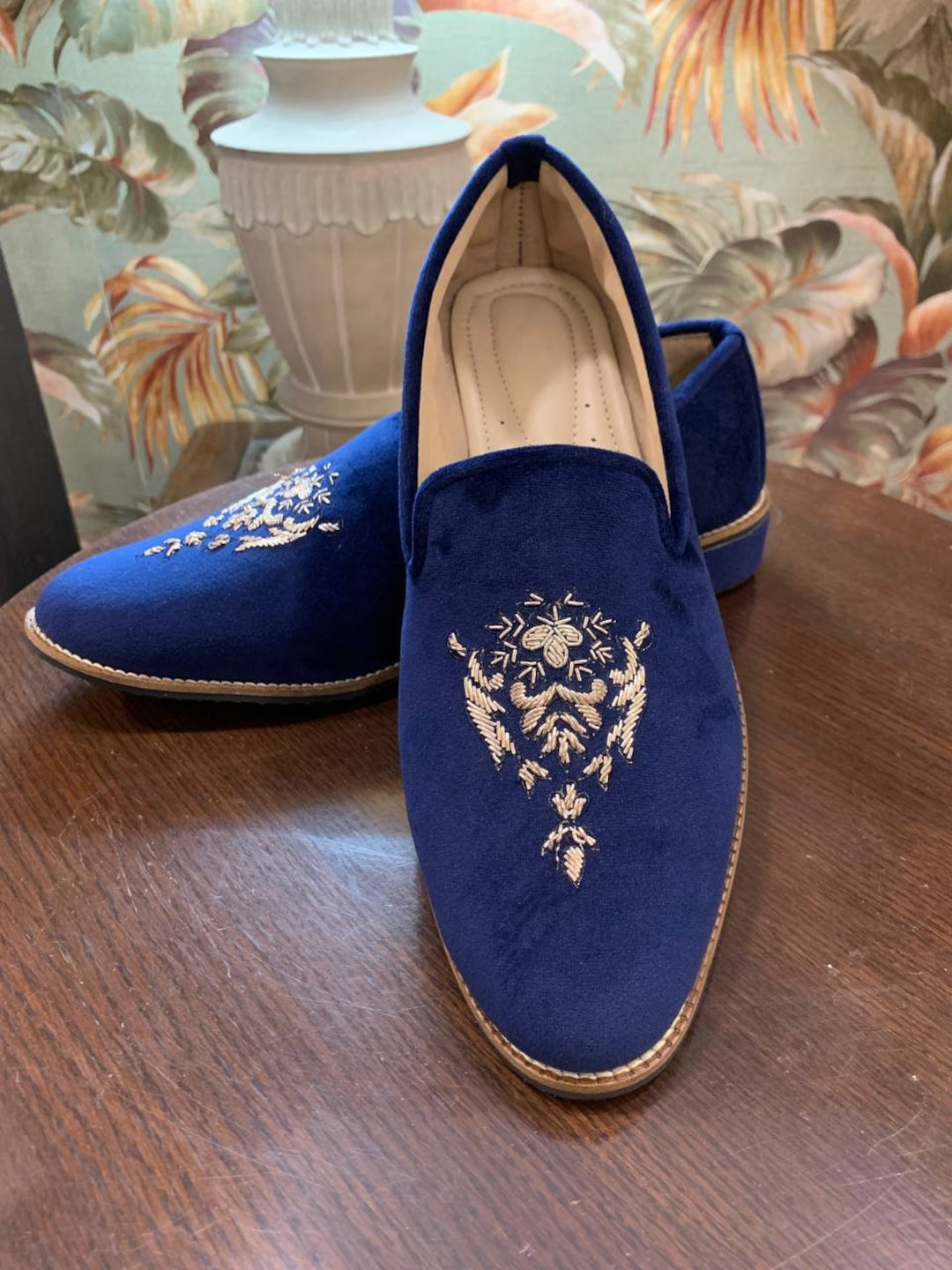 Blue Shoe Men Leather Loafers Men Mojadi Sherwani Shoe Loafer Men Groom ...