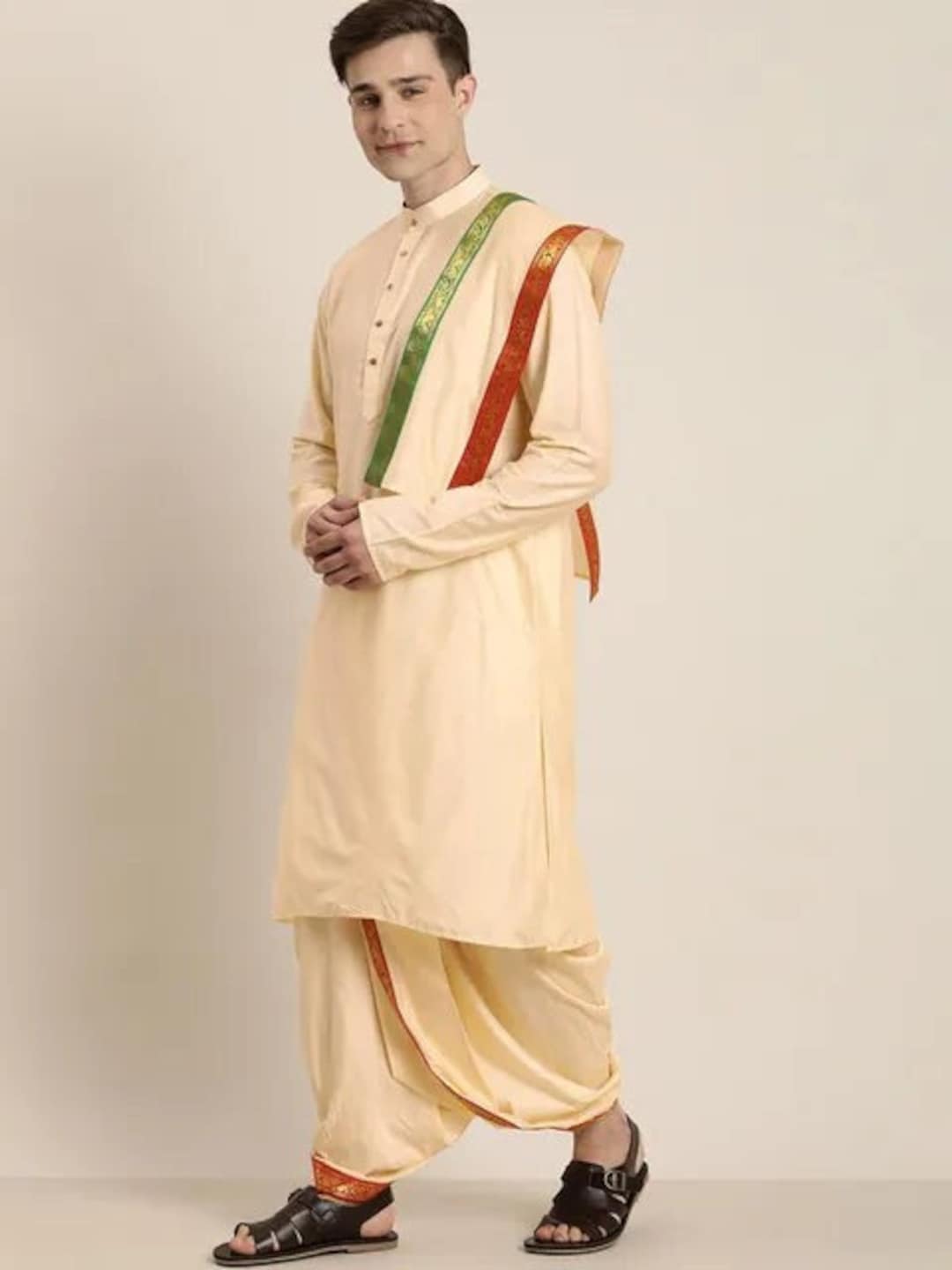 Cotton Kurta Dhoti With Shawl Kurta Dhoti Set Bengali Kurta Etsy