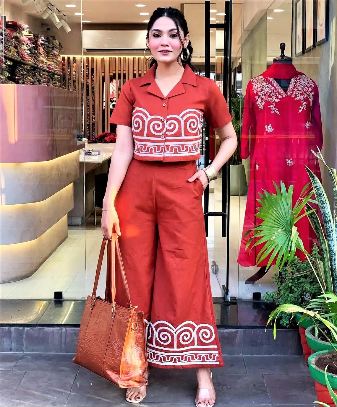 Brown Co Ord Set Silk Co Ord Set Embroidered Co Ord Set Luxury ...