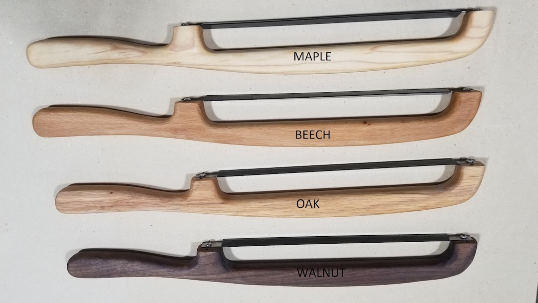 Wooden Bow Bread Knife: Serrated Blade, Reversible Left or Right Handed ...