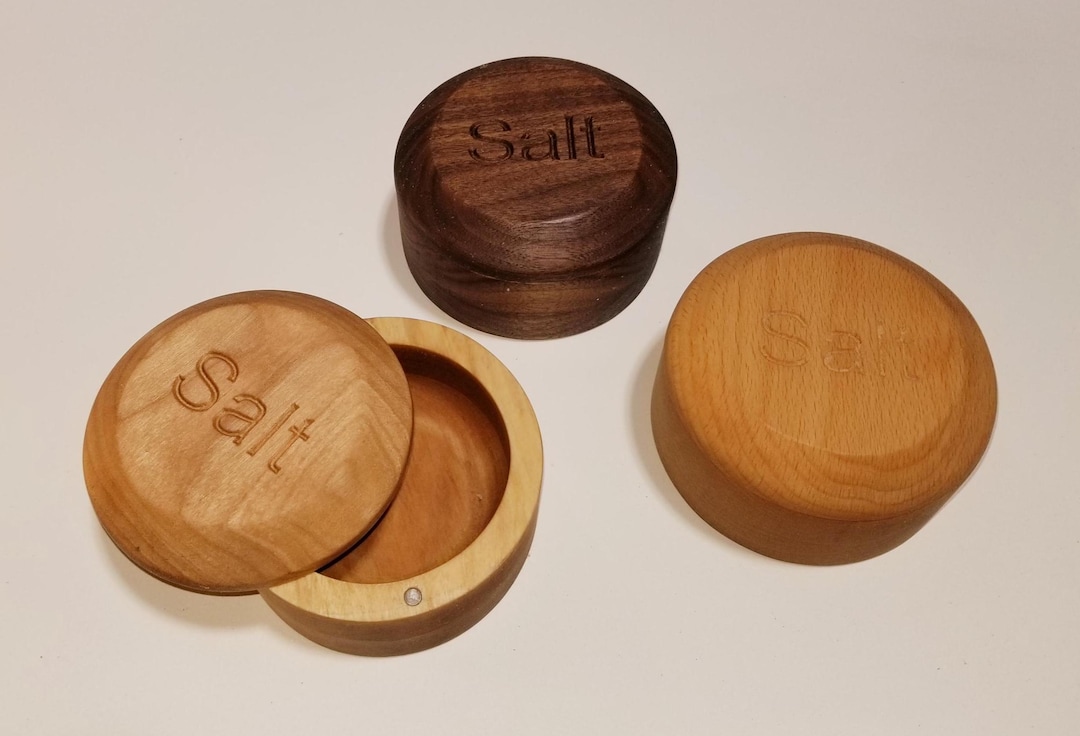 Handmade Wooden Salt Box: Food Grade Beeswax Finish - Etsy