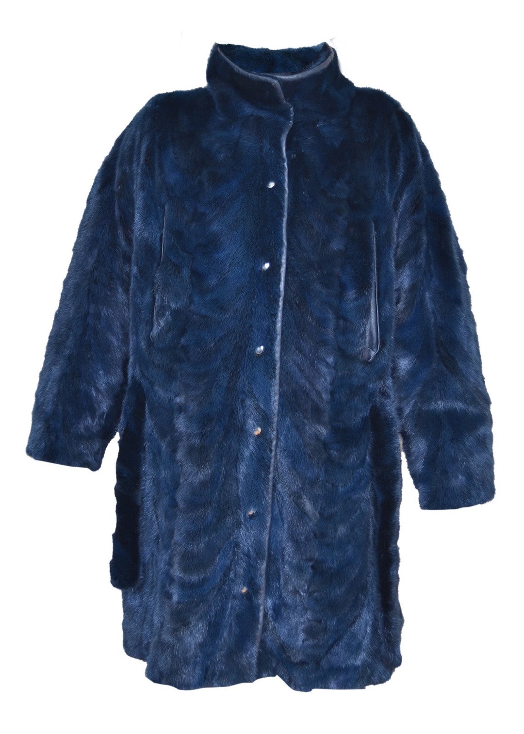 Real Navy Blue Mink Fur Full Coats/ Gorgeous Style - Etsy