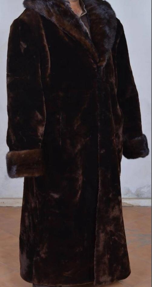 Men's Brown New Real Mouton Lamb Fur Real Sheared Beaver Fur Long Maxi ...