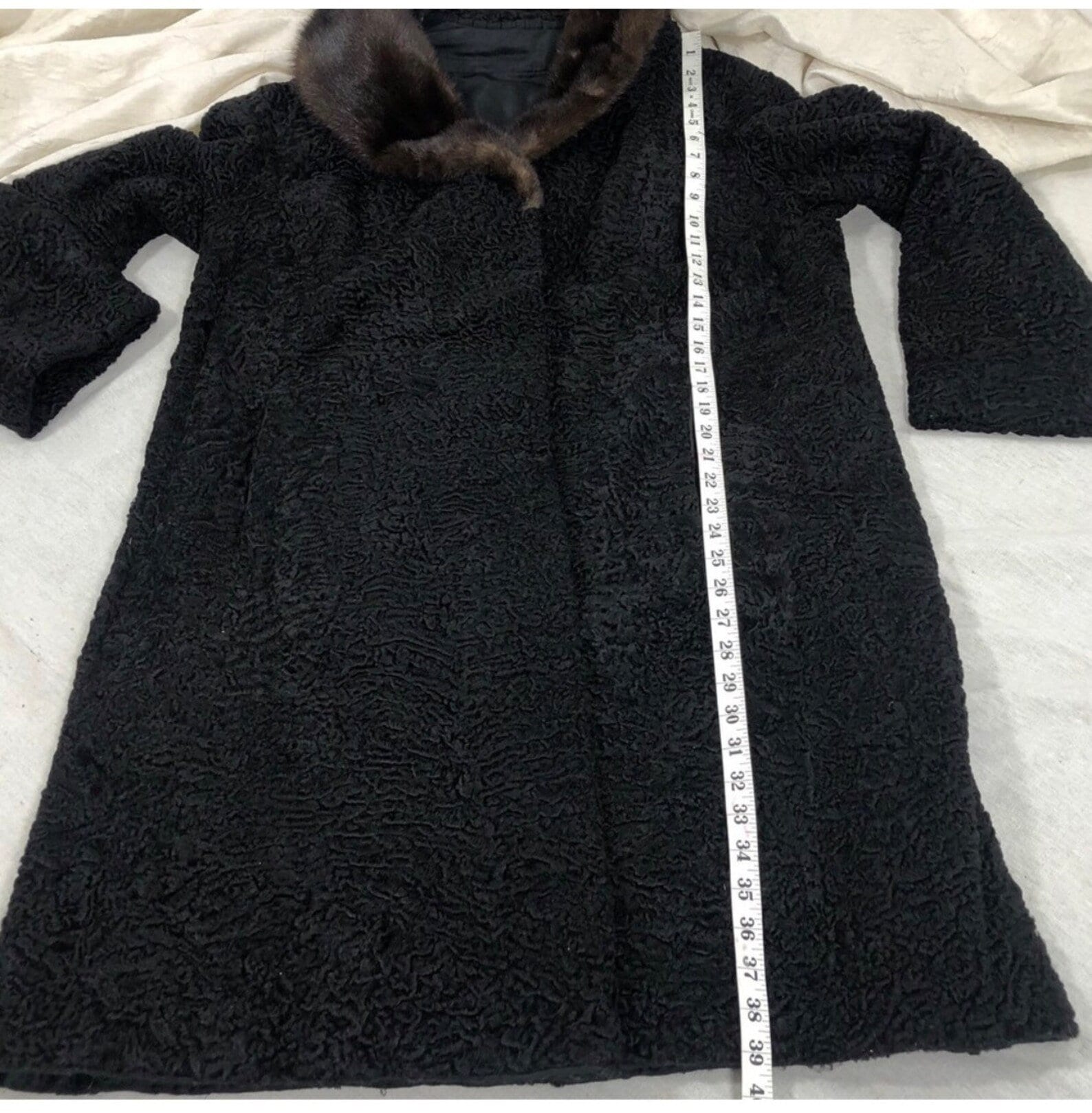 Vintage Persian Lamb With Mink Collar Midi Duster Length Curly Lamb ...