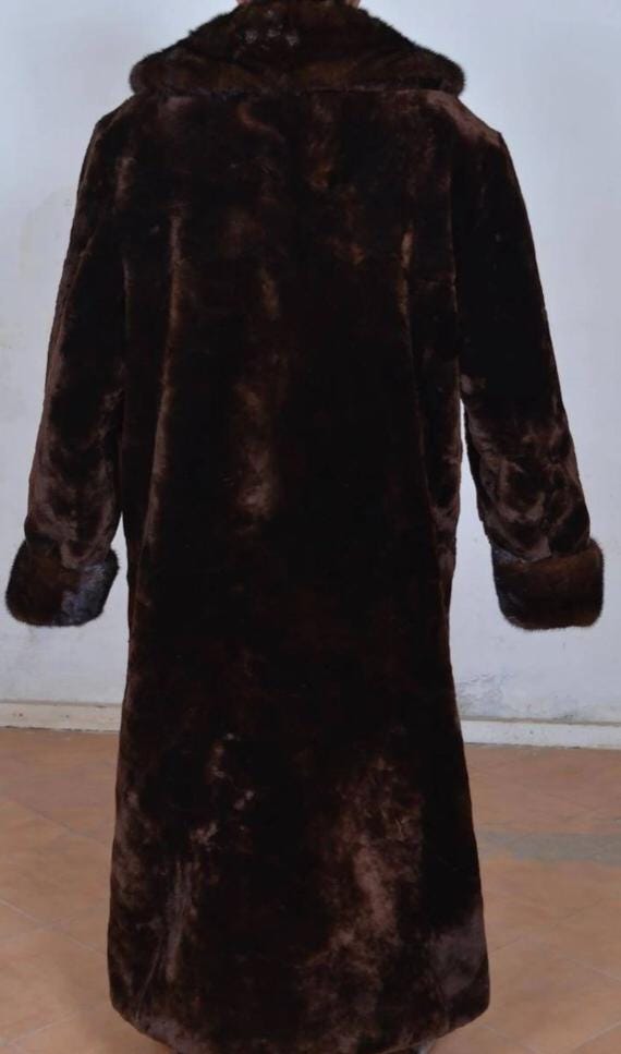 Men's Brown New Real Mouton Lamb Fur Real Sheared Beaver Fur Long Maxi ...
