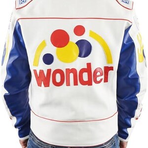 Men's Leather Ricky White Racing Faux Leather Jacket - Bobby Biker ...