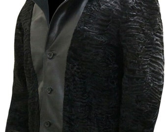 New Persain Lamb Fur Coat With Mink Fur Collar Men - Etsy
