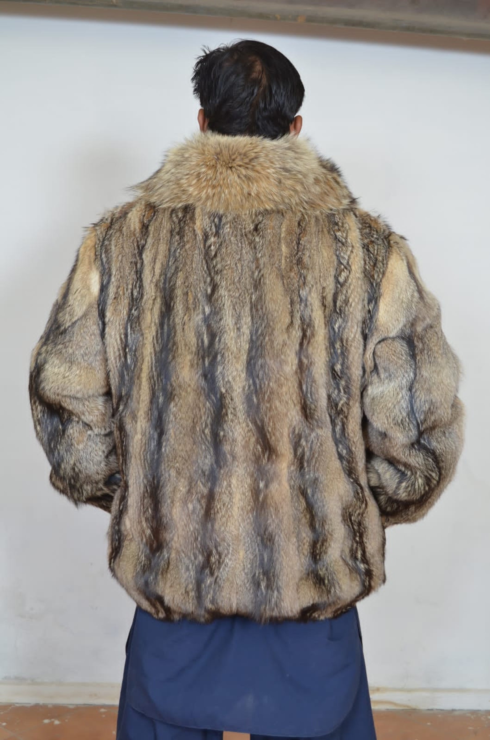 Men’s Real Coyote Fur Coat/bomber Jacket for Men All Sizes - Etsy