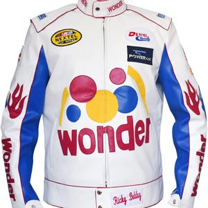 Men's Leather Ricky White Racing Faux Leather Jacket - Bobby Biker ...