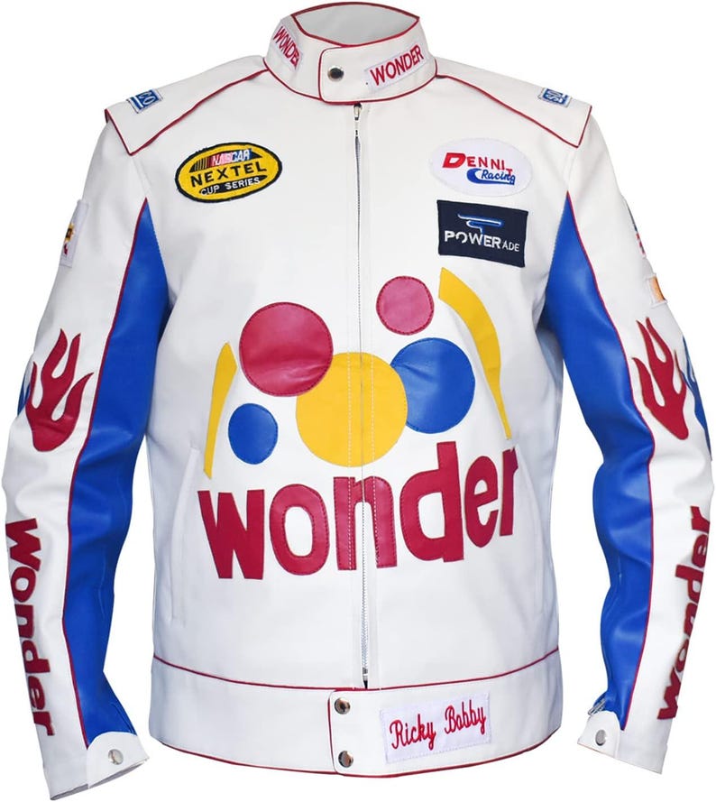 Men's Leather Ricky White Racing Faux Leather Jacket - Bobby Biker ...