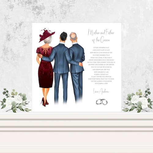 Mother and Father of the Bride on My Wedding Day Framed Verse - Etsy UK