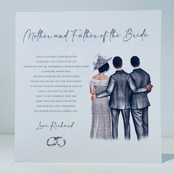 Mother and Father of the Bride From the Groom Wedding Day | Etsy