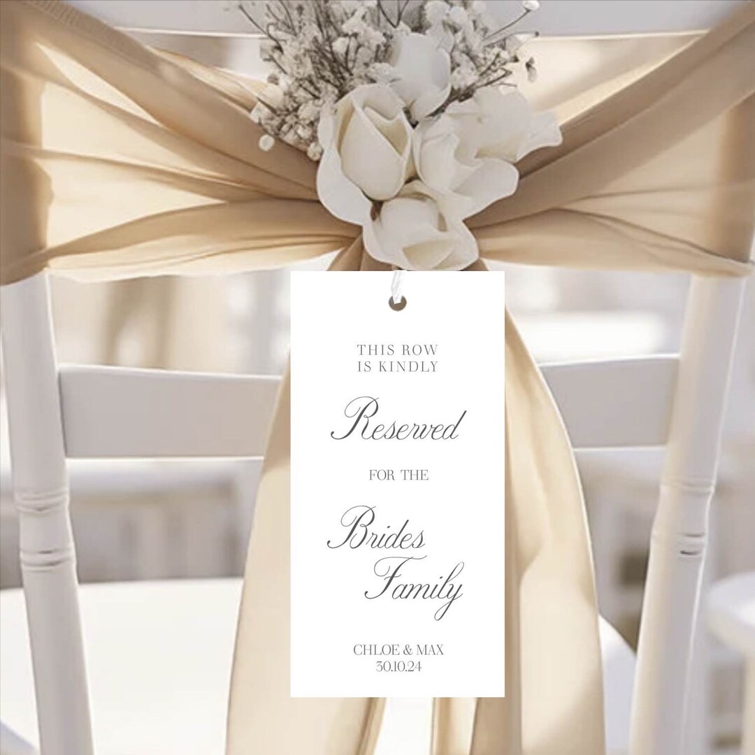 Wedding Reserved Seat Tag, Wedding Ceremony Reserved Seating Tag ...
