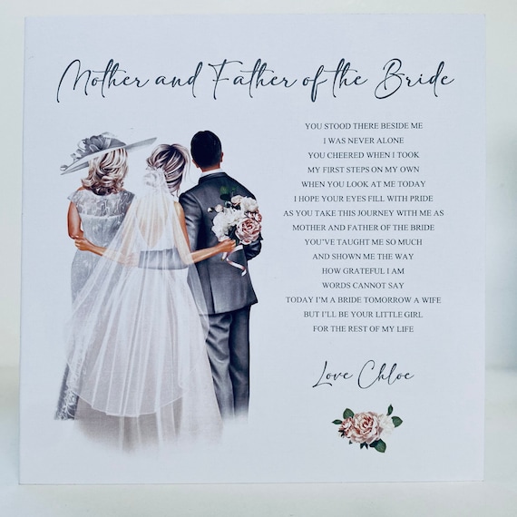 Mother and Father of the Bride Wedding Day Card to Mum and | Etsy