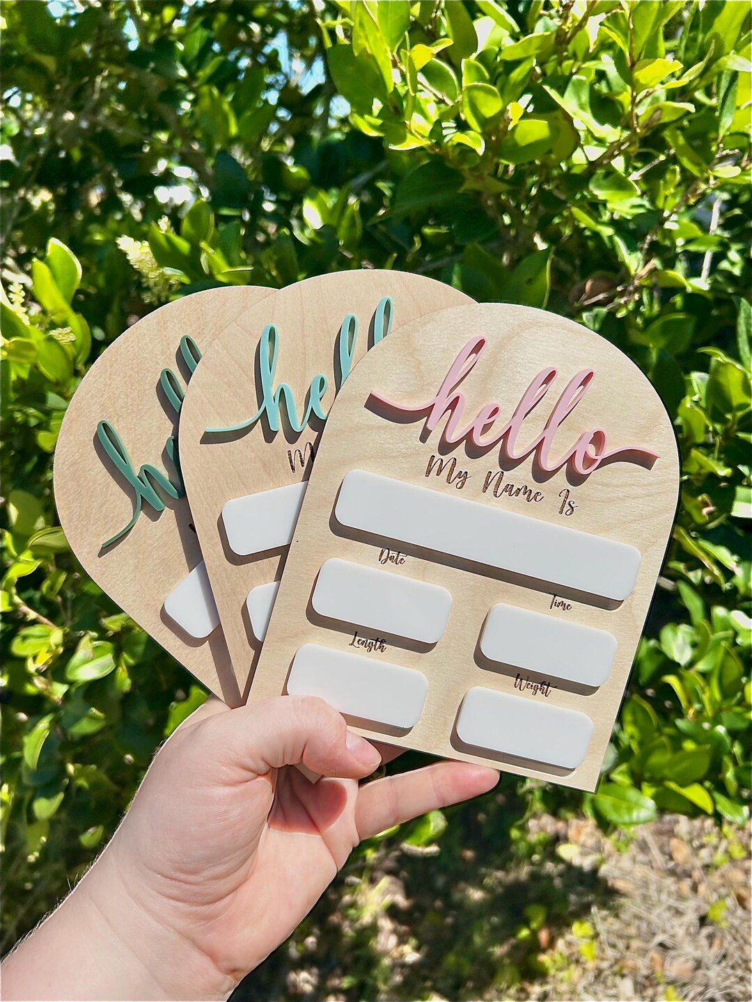 Wood Birth Announcement Board | Acrylic Lettering, Baby Shower Gift - Etsy