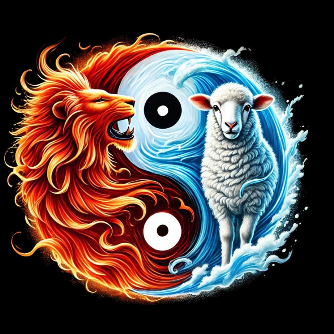Lion and Lamb Yin-yang Symbol – Balance of Ambition and Emotions, Fire ...