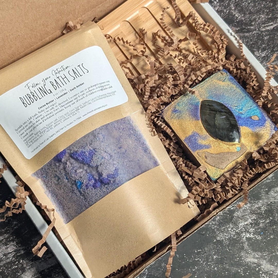Intuition, Handmade Crystal Soap Gift Set With Bubbling Bath Salts and ...