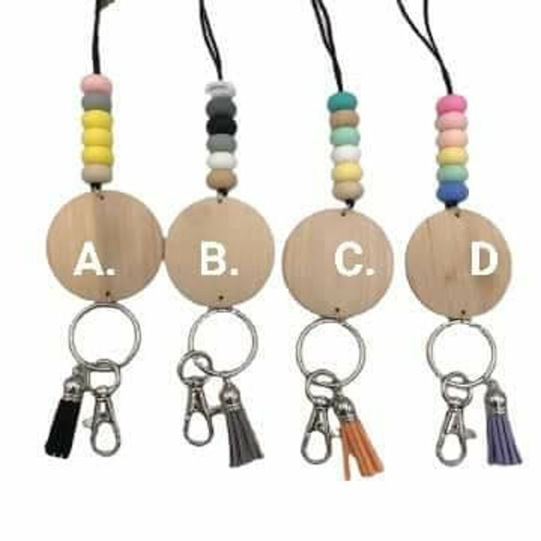 Lanyard Blanks With Wood Disc and Silicone Beads, Teacher Lanyards ...