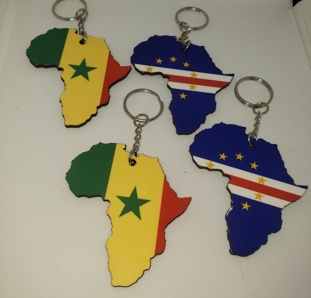 African Flag Keychains, Africa Keychain Cabo Verde Senegal - Etsy