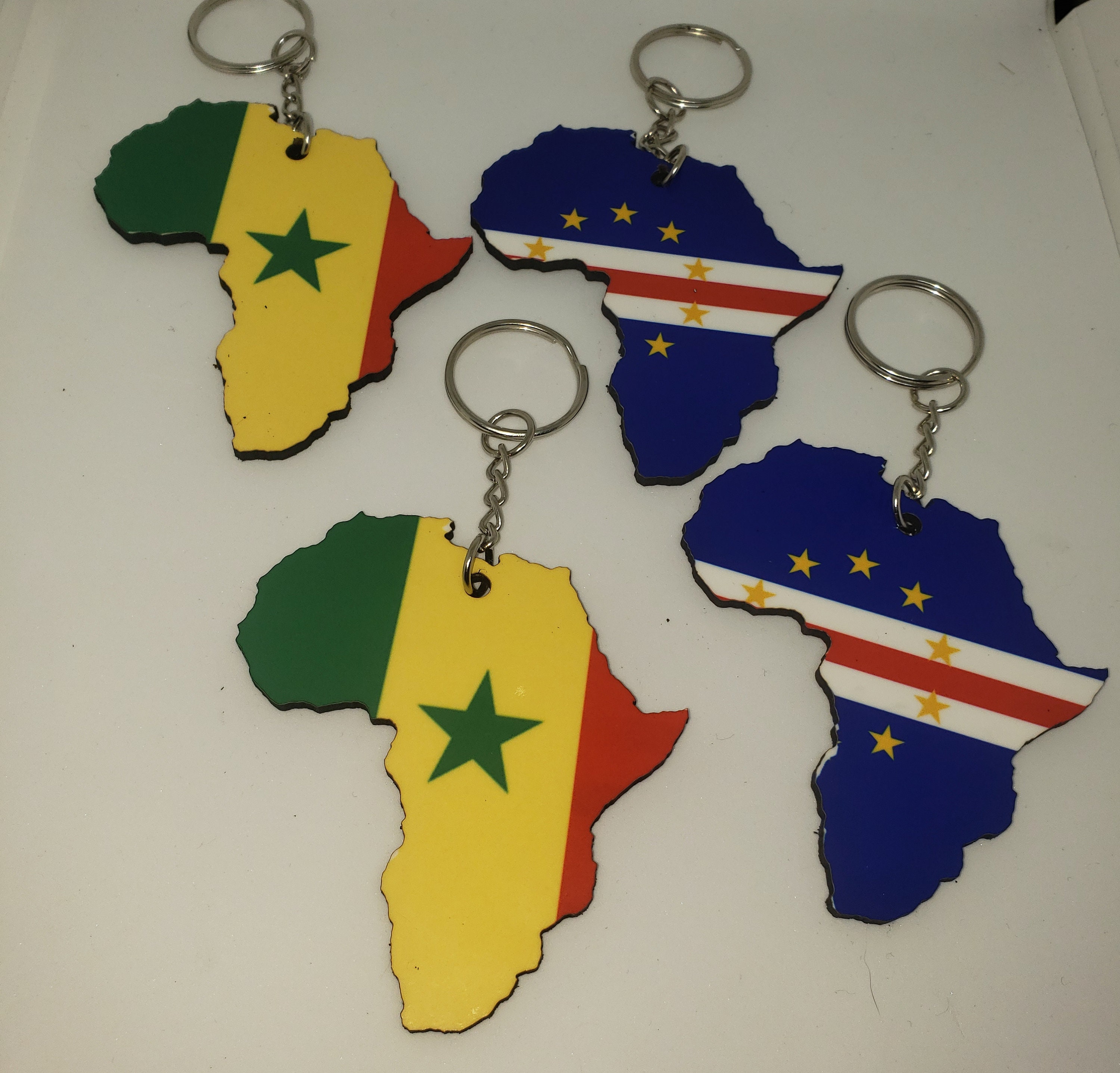 African Flag Keychains, Africa Keychain Cabo Verde Senegal - Etsy