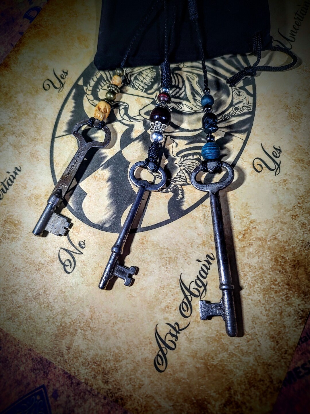 Skeleton Key Pendulum Charm W/ Divination Mat - Etsy