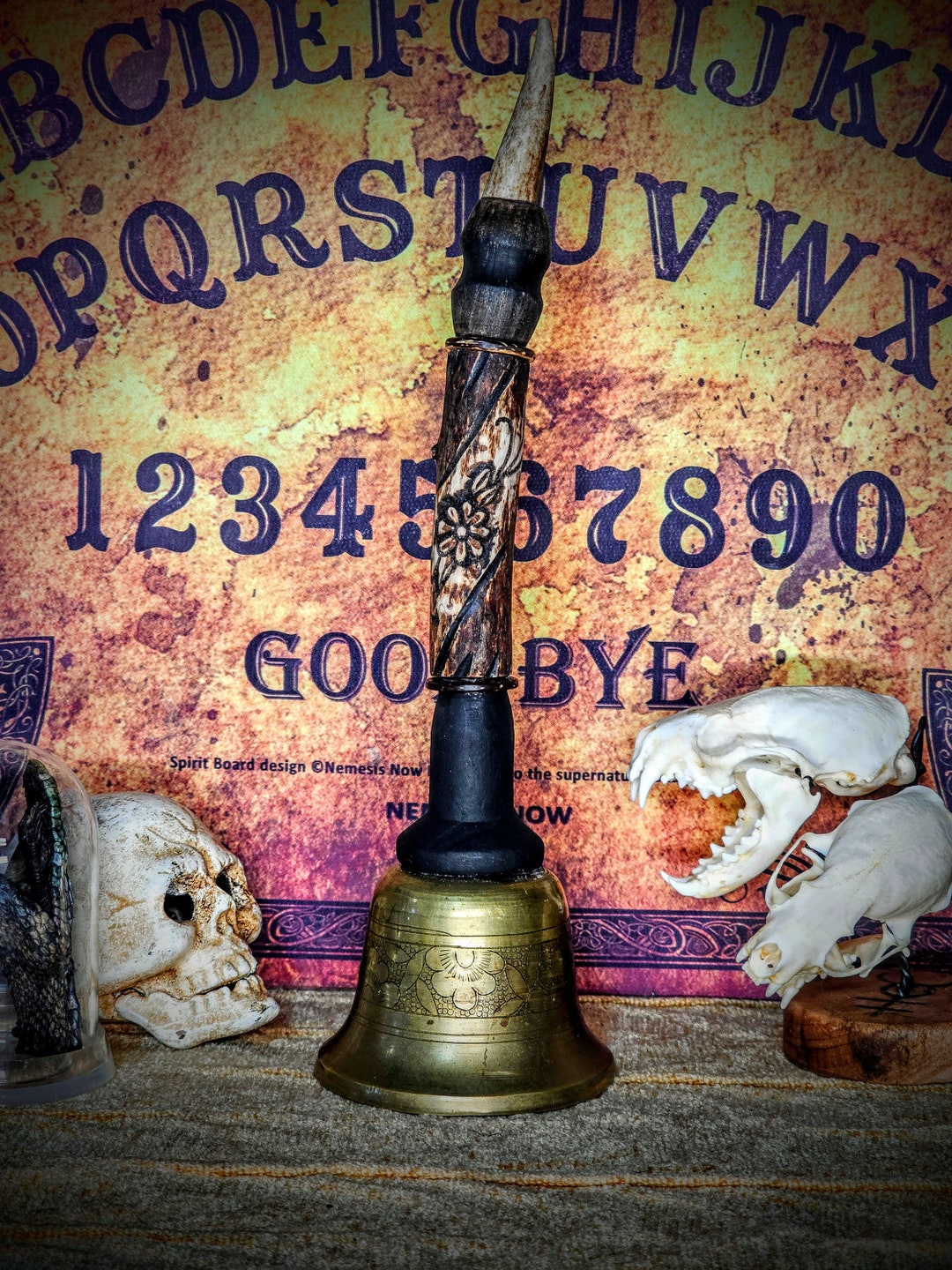 Wicca Altar Cleansing Bell Carved Handle - Etsy