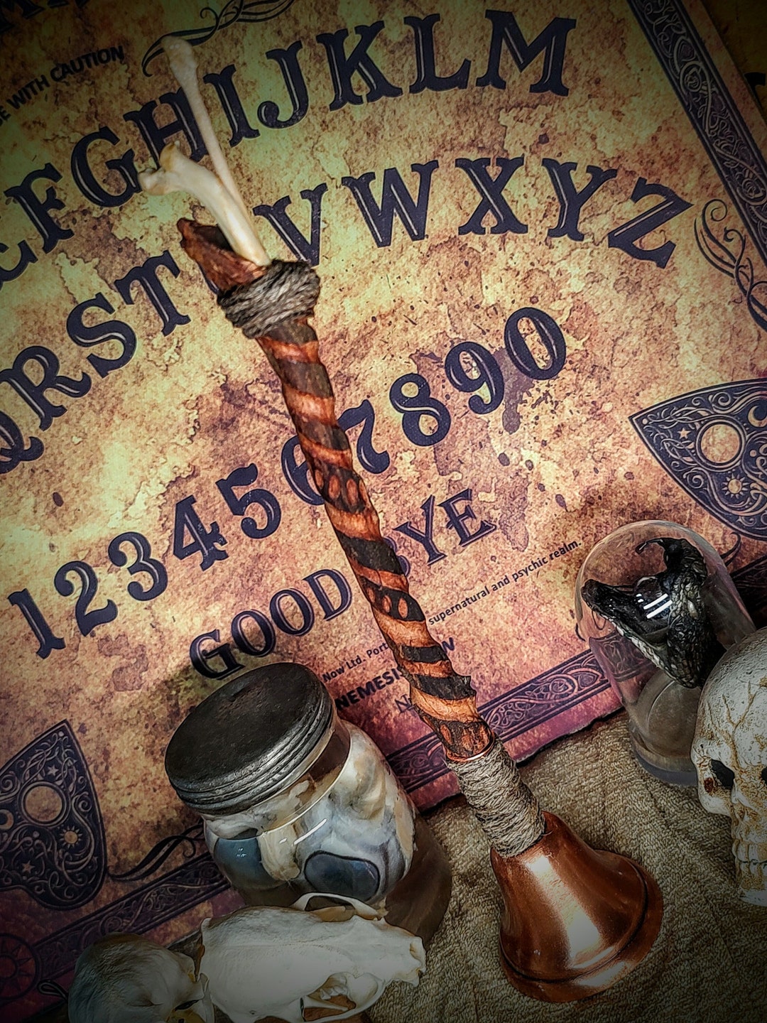 Wicca Altar Cleansing Bell Carved Handle - Etsy