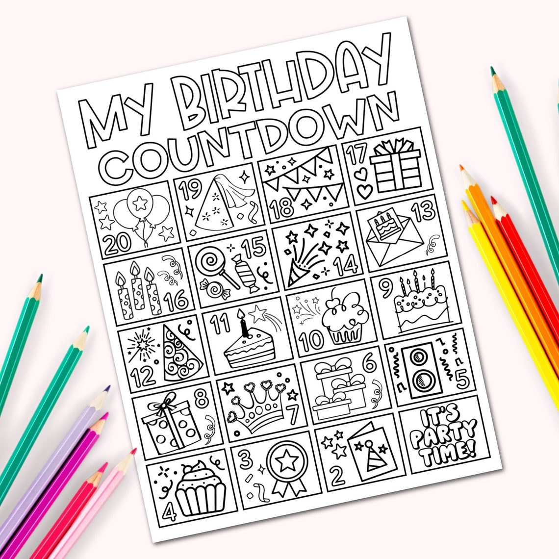 Birthday Countdown Printable for Kids Birthday Advent - Etsy