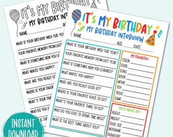 Printable Birthday Interview Kids Questionnaire Yearly - Etsy