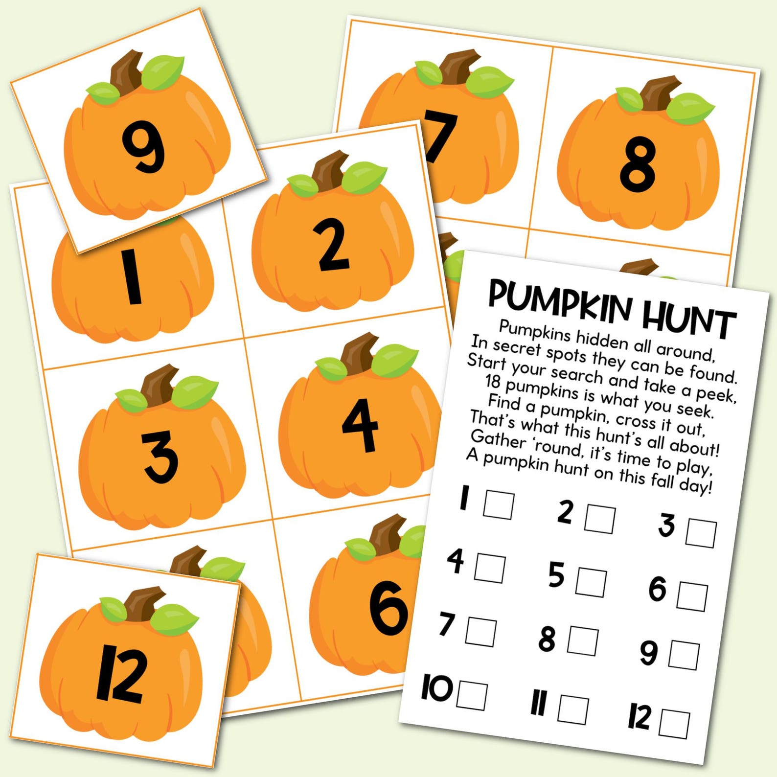 Pumpkin Hunt Game - Pumpkin Scavenger Hunt Game - Halloween Scavenger ...