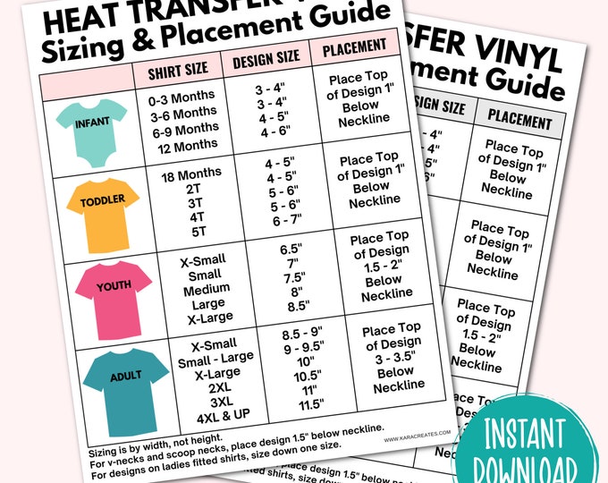 Printable T-shirt Sizing and Placement Chart for Shirt-makers (screen ...