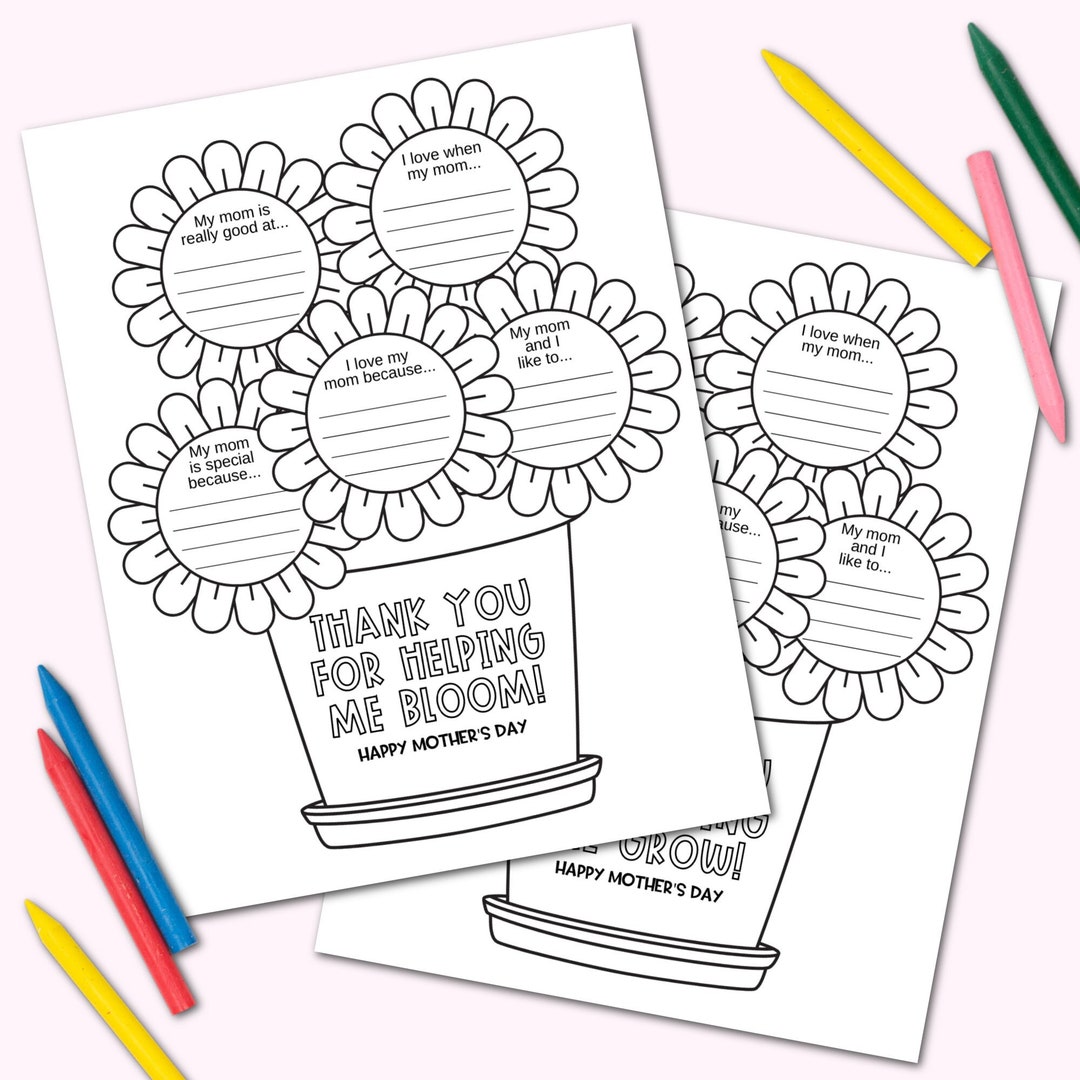 Mother's Day Coloring Activity - Mother's Day Gift - Mother's Day ...