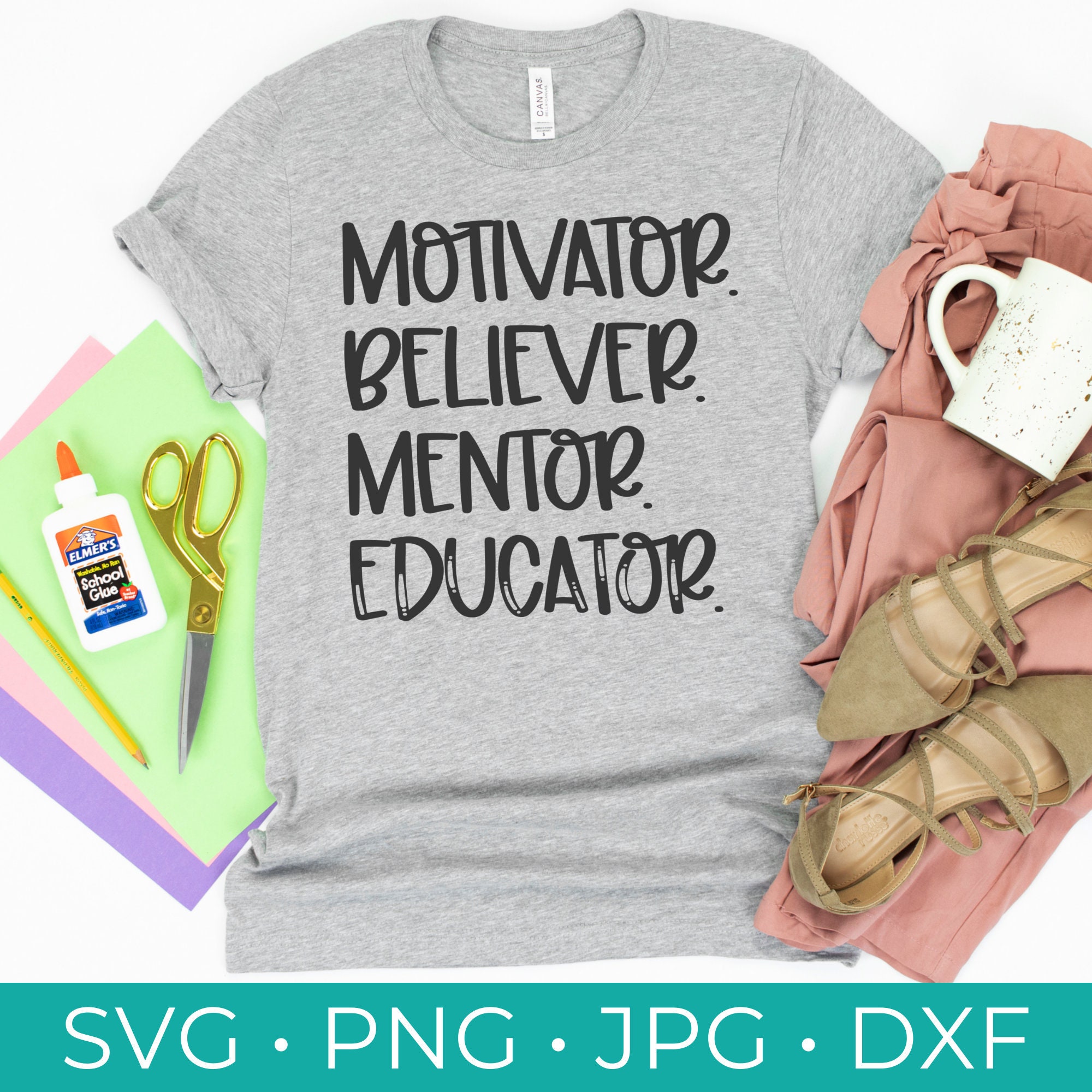 Motivator Believer Mentor Educator SVG Teacher Shirt SVG - Etsy