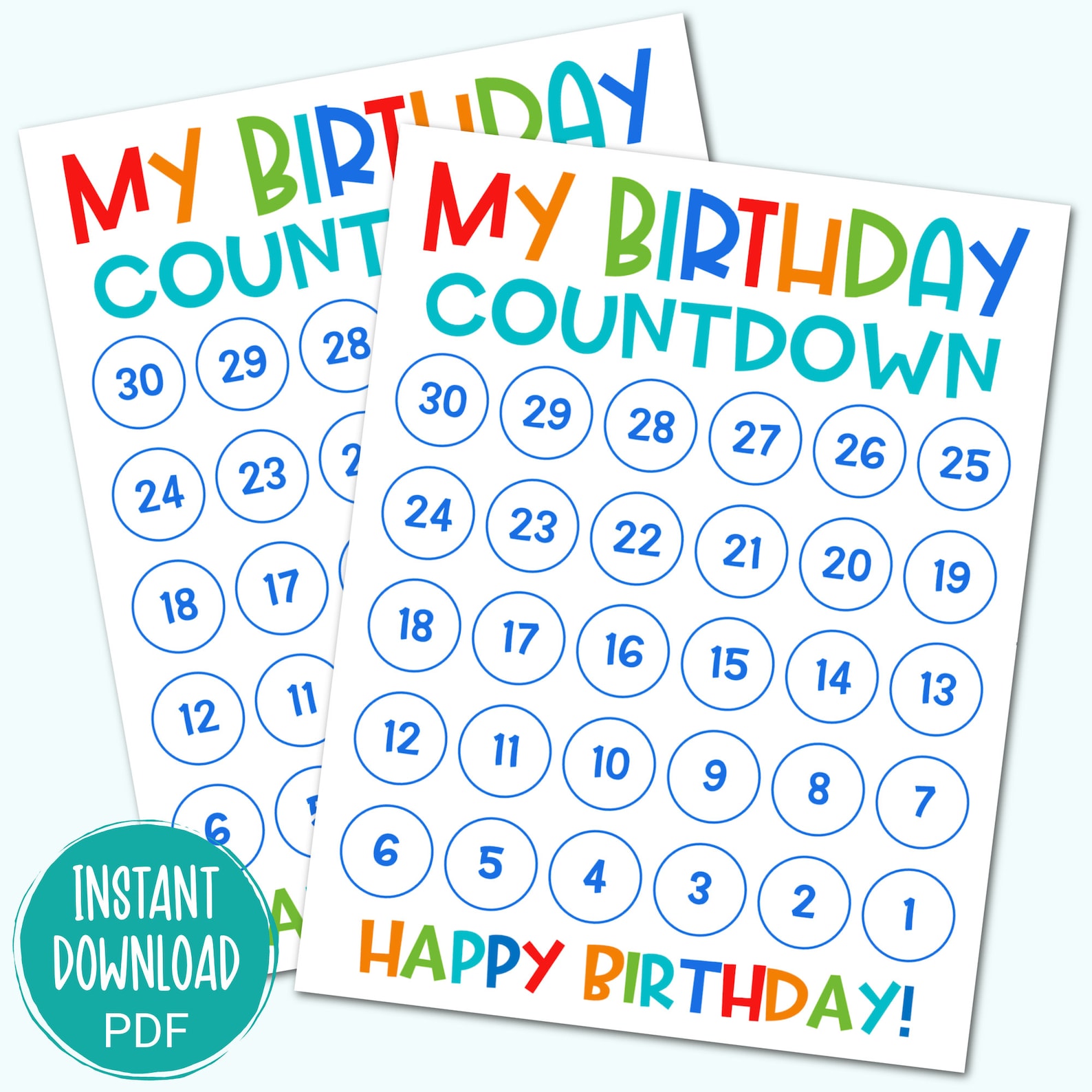 Birthday Countdown Printable for Kids - Birthday Advent Calendar for ...