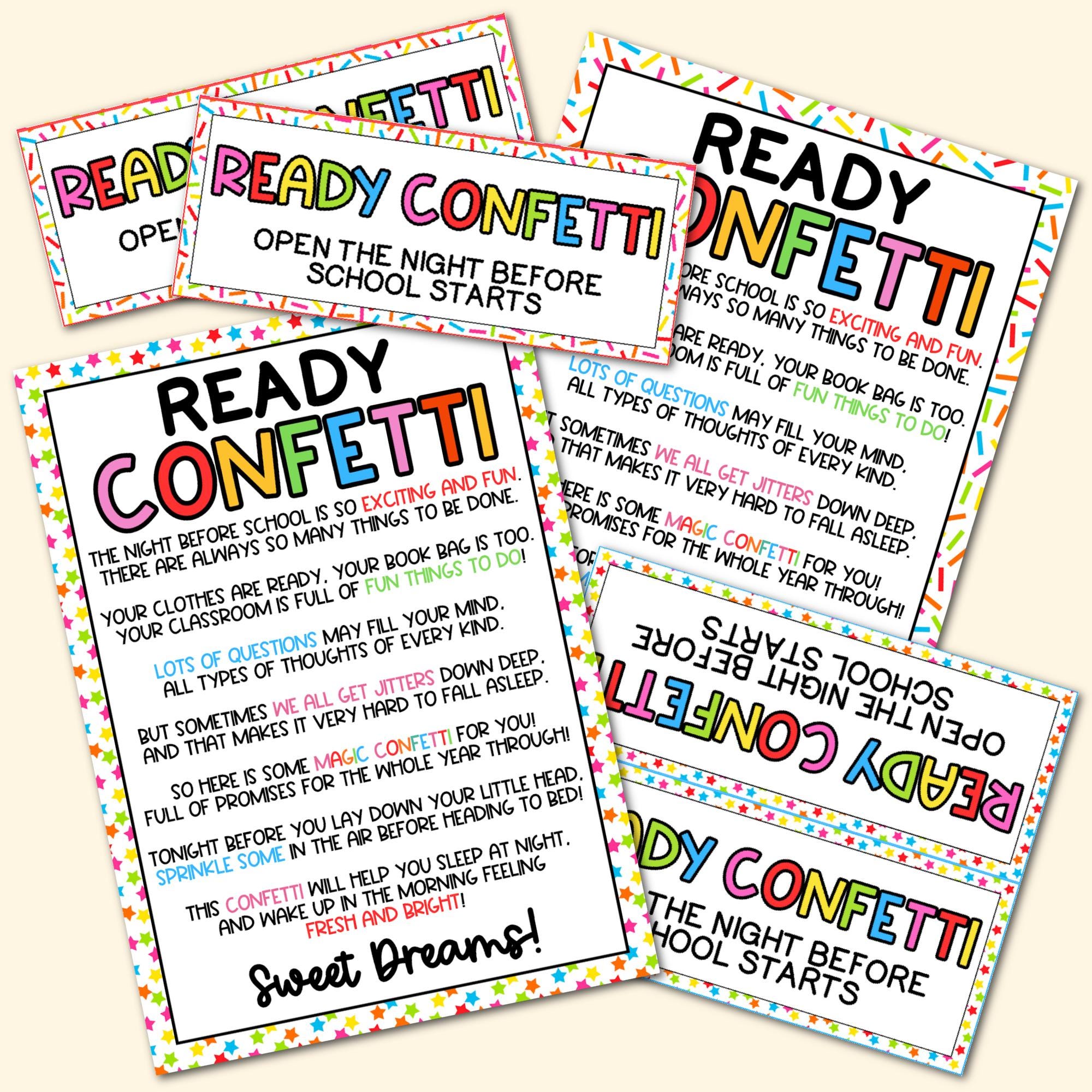 Ready Confetti Printable Poem With Bag Toppers, Back to School Ready ...