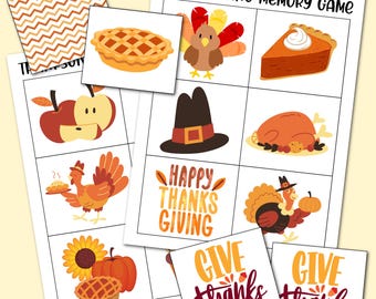 Thanksgiving Matching Game Printable - Etsy