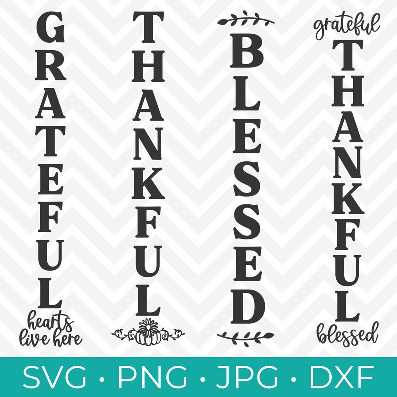 Thankful Blessed Grateful Vertical SVG Bundle Thankful Porch - Etsy