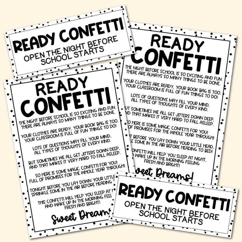 Ready Confetti Printable Poem With Bag Toppers, Back to School Ready ...