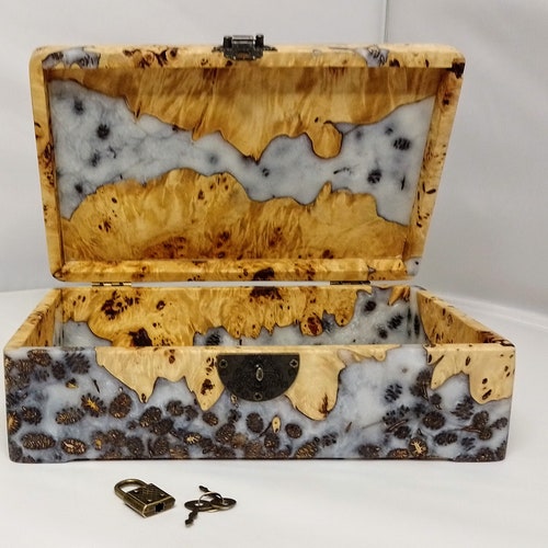 Handmade Burl Wood and Epoxy Resin Box With Real Cones Fancy - Etsy