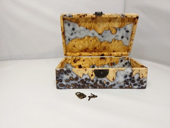 Handmade Burl Wood and Epoxy Resin Box With Real Cones Fancy - Etsy