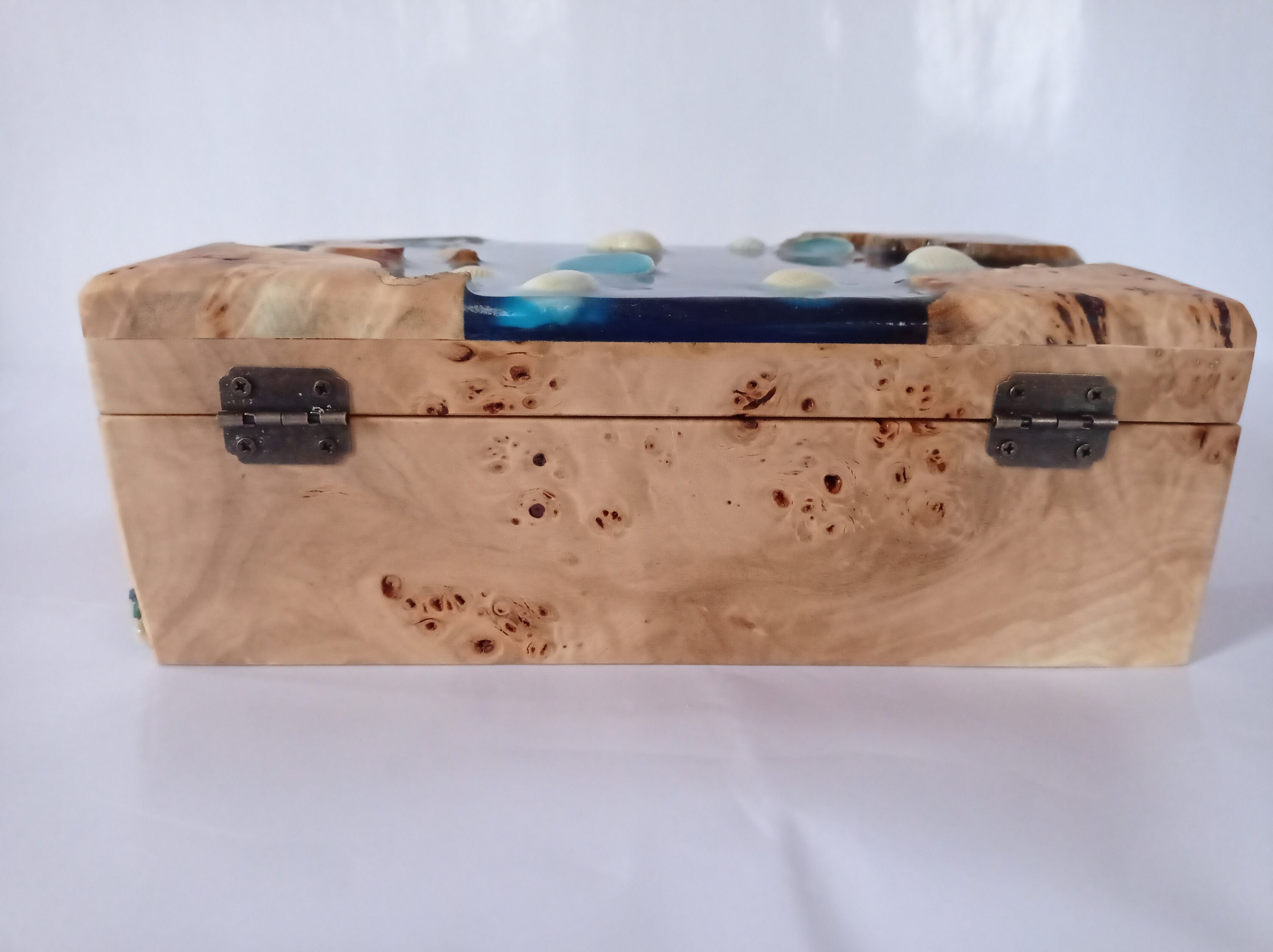 Handmade Burl Wood and Epoxy Resin Box, Fancy Keepsake Box, Exclusive ...