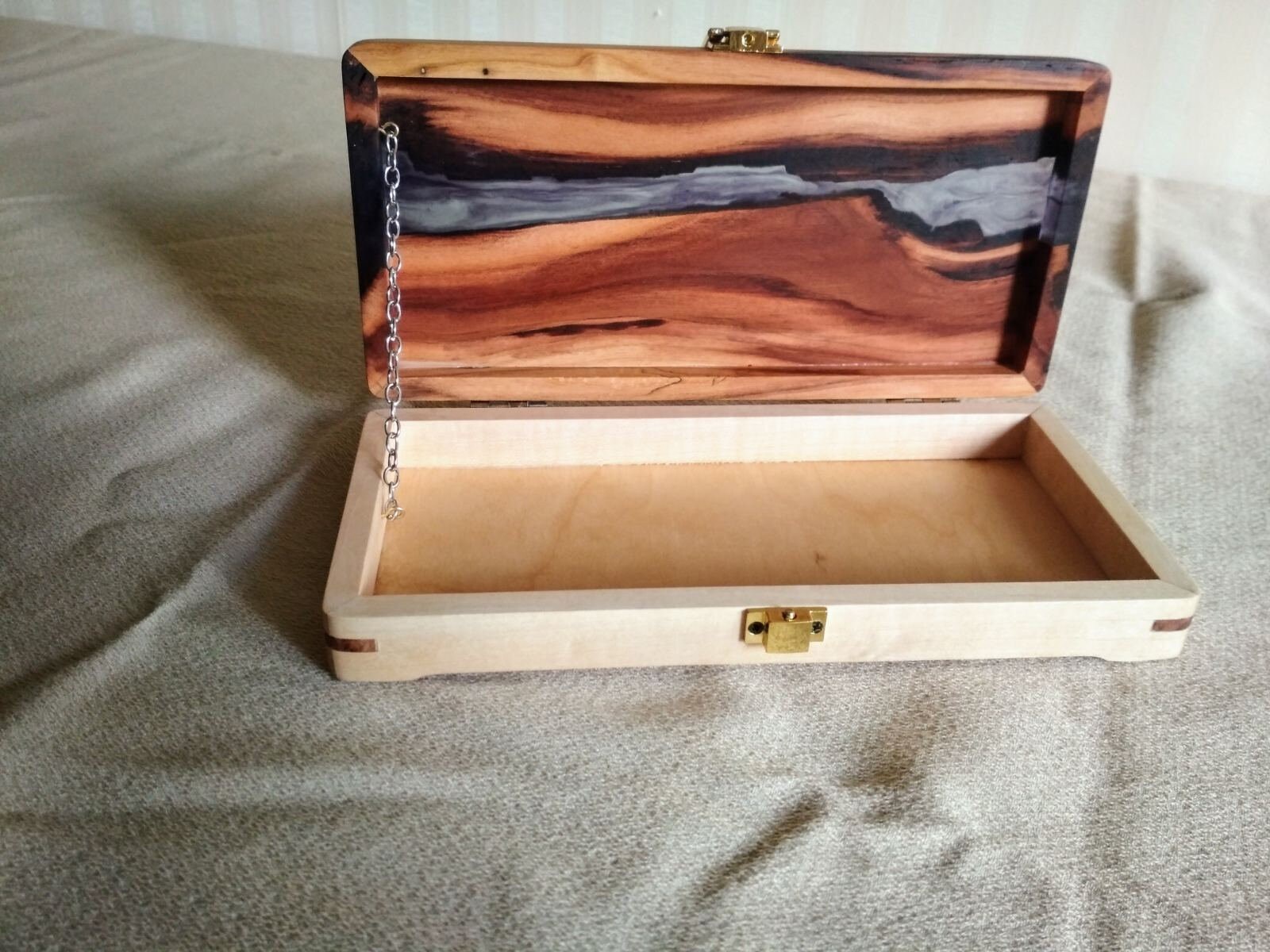 Handcrafted Burl Wood and Epoxy Resin Jewelry Keepsake Box, Bill Check ...