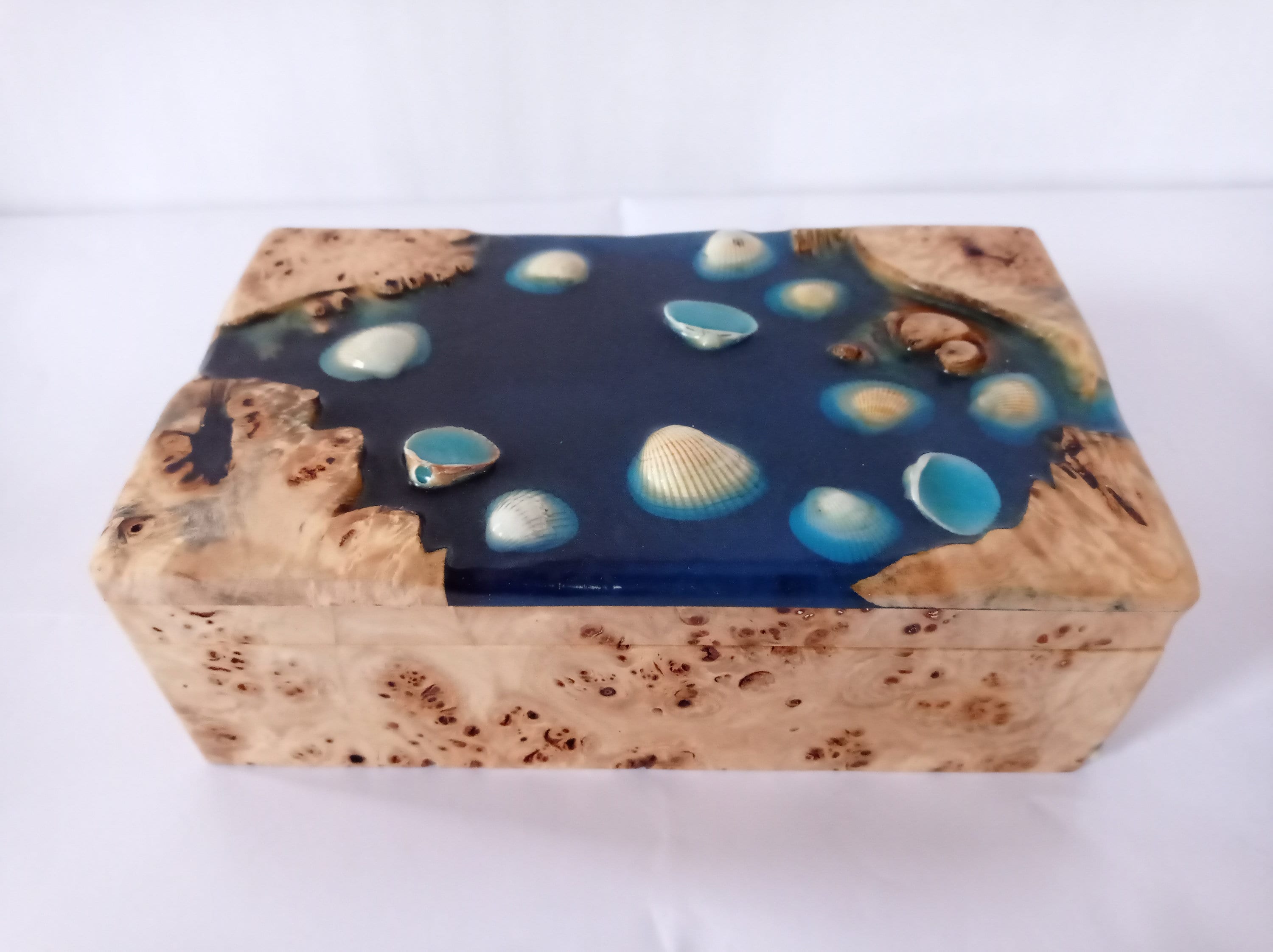 Handmade burl wood and epoxy resin box Fancy keepsake box | Etsy