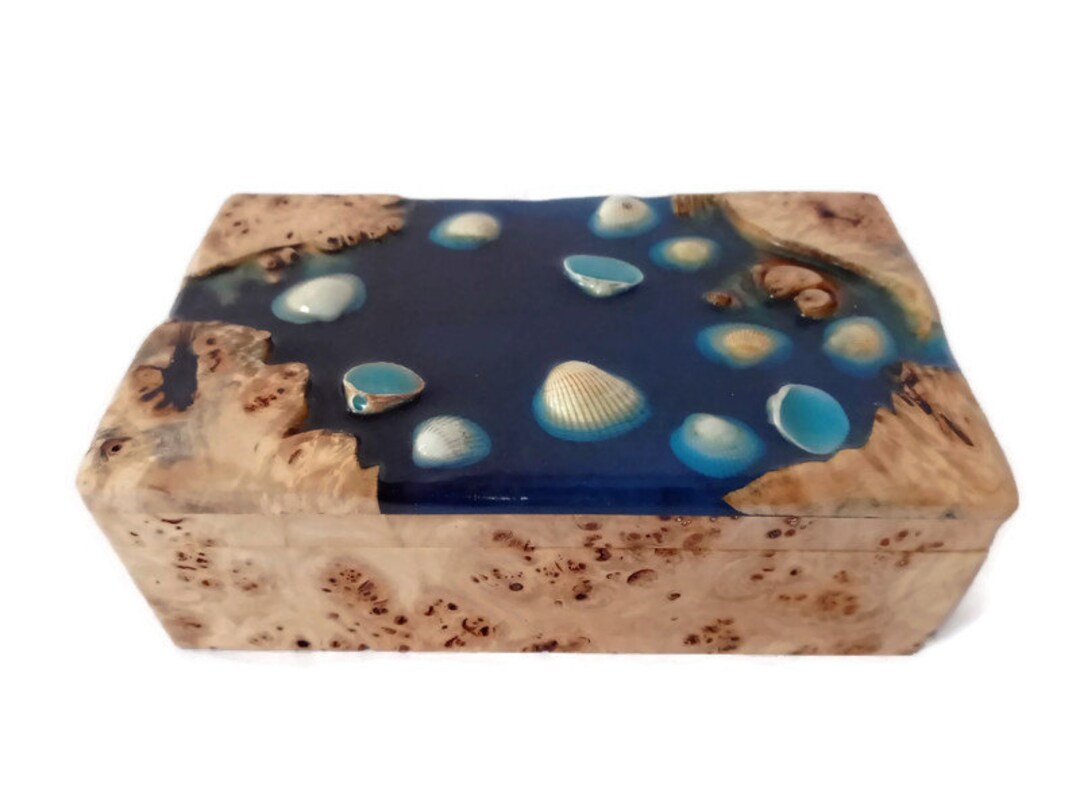 Handmade Burl Wood and Epoxy Resin Box, Fancy Keepsake Box, Exclusive ...