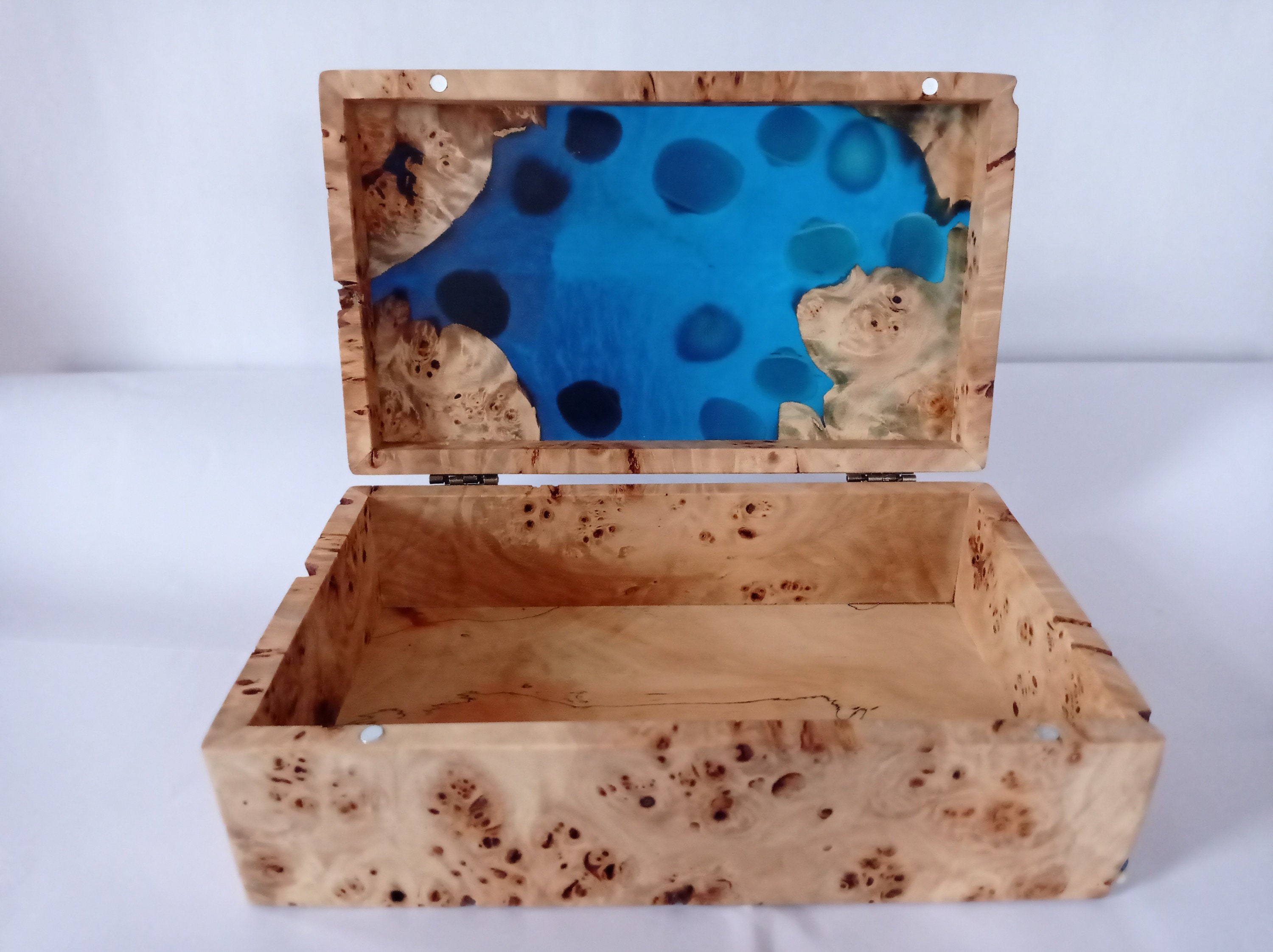 Handmade Burl Wood and Epoxy Resin Box, Fancy Keepsake Box, Exclusive ...