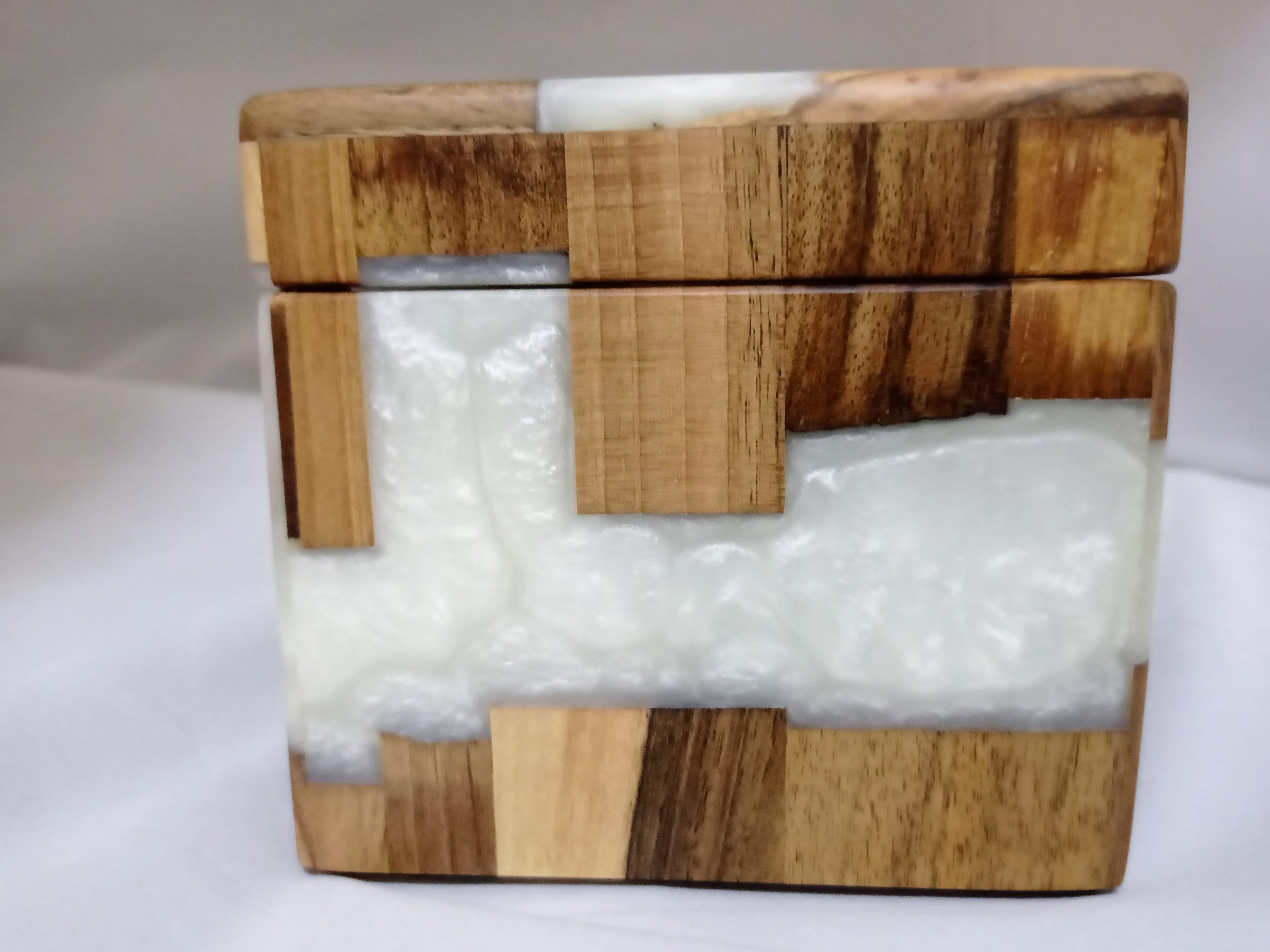 Handmade Walnut Wood and Epoxy Resin Box in Patchwork Style, Fancy ...
