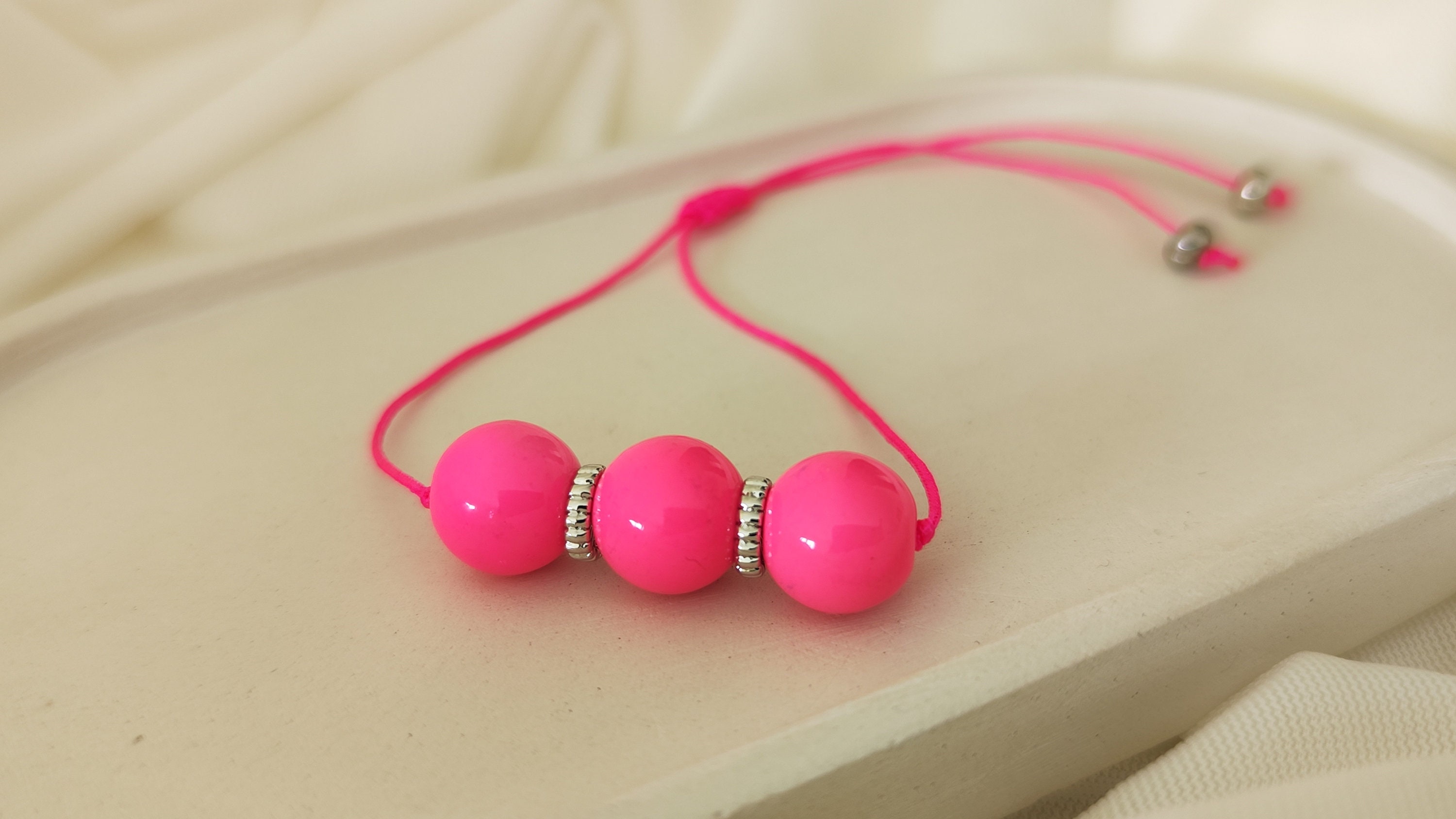 Bright Pink Bracelet. Pink Cord Bracelet. Minimal Bracelet. - Etsy