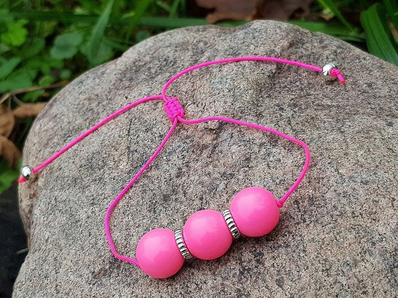 Bright Pink Bracelet. Pink Cord Bracelet. Minimal Bracelet. - Etsy