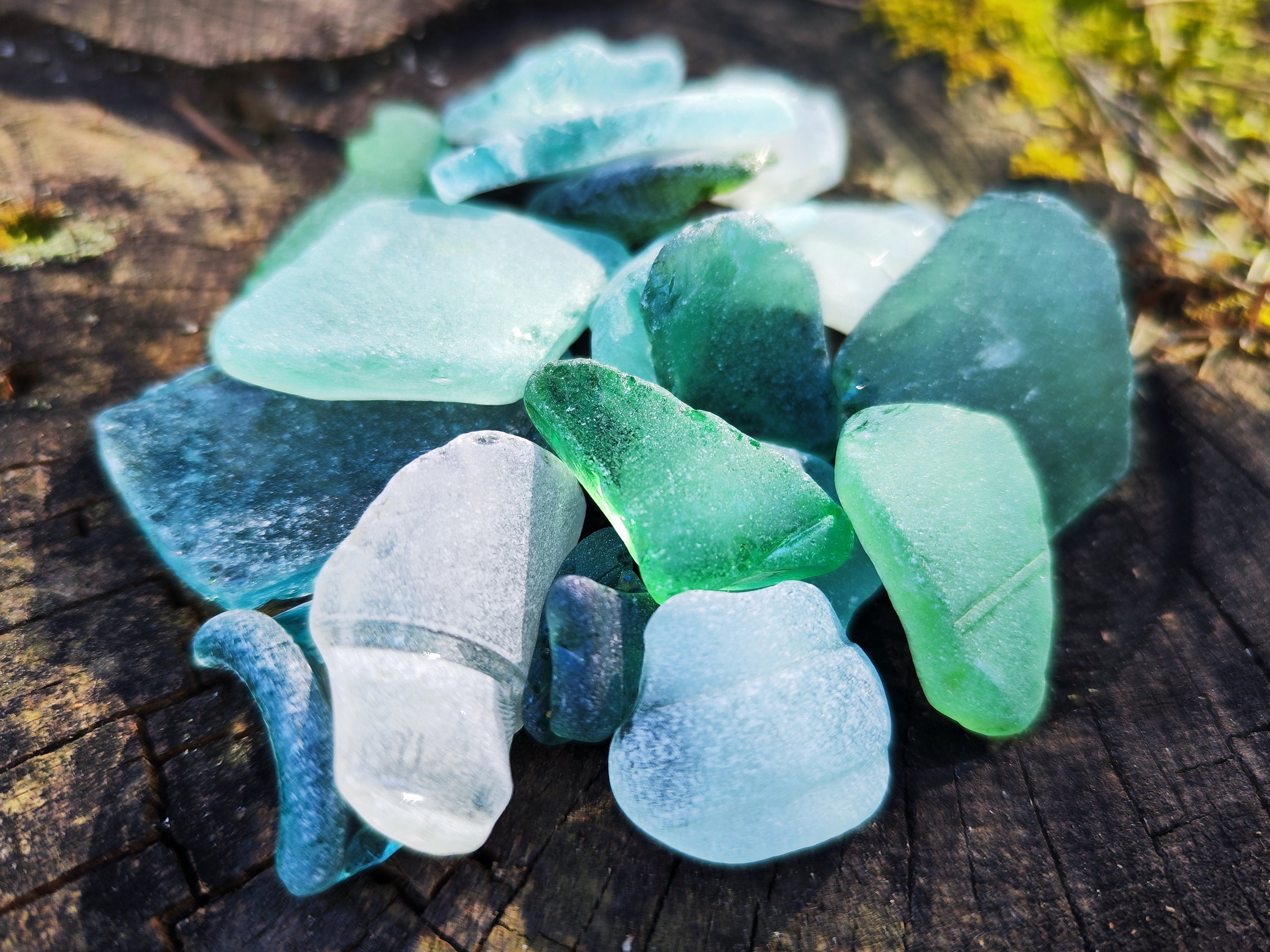 Marine Thick Raw Glass. White and Green Shades of Sea Glass. Beach ...